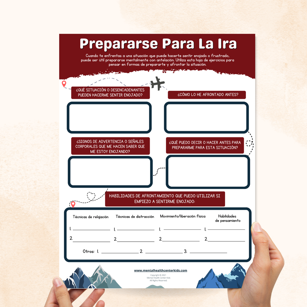 Preparing For Anger Worksheet (Spanish Version) – Mental Health Center Kids