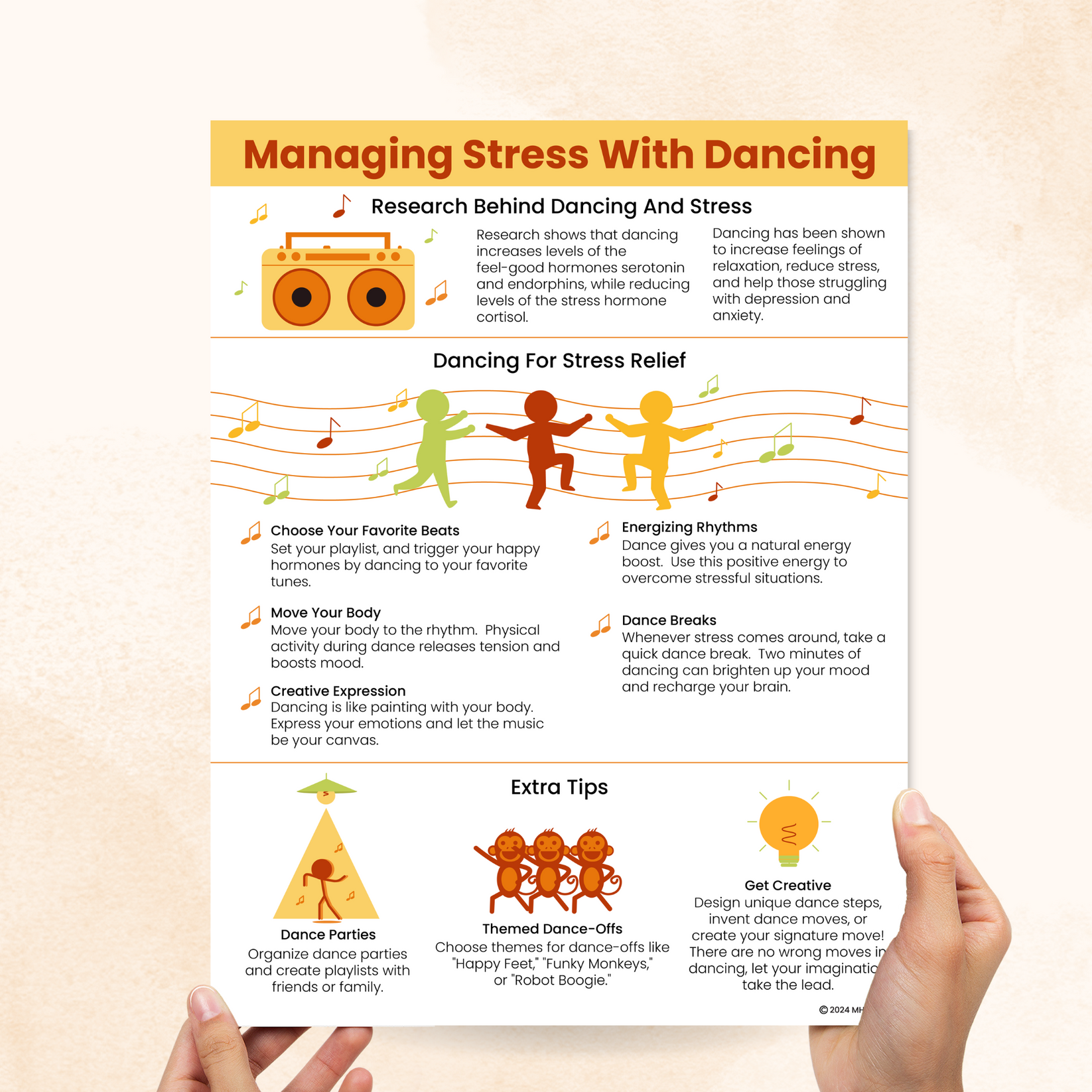 Managing Stress With Dancing Handout – Mental Health Center Kids