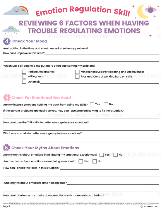 DBT What Makes It Hard To Regulate Emotions Worksheet – Mental Health ...
