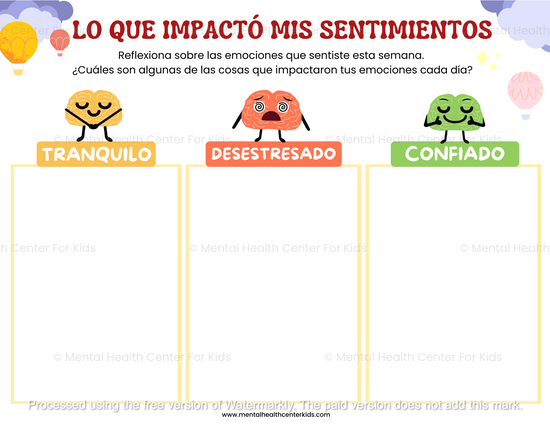 Weekly Feelings Tracker Worksheets (Spanish Version) – Mental Health ...