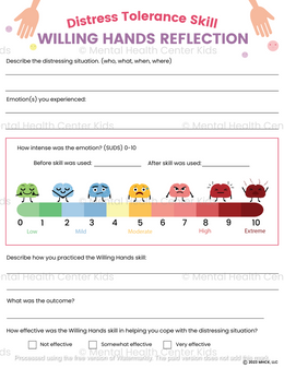 DBT Willing Hands Worksheet – Mental Health Center Kids