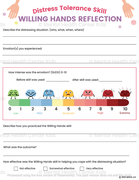 DBT Willing Hands Worksheet – Mental Health Center Kids