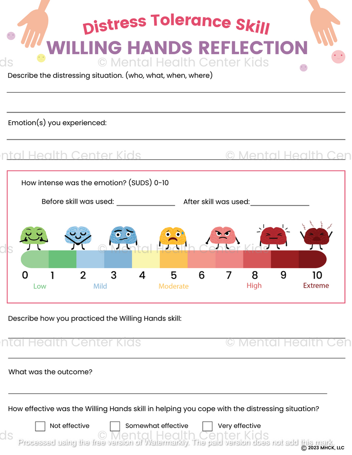 DBT Willing Hands Worksheet – Mental Health Center Kids