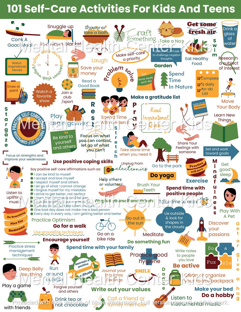Self-Care Activities for Kids & Teens – Mental Health Center Kids