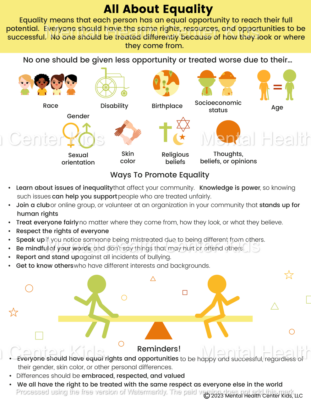 All About Equality – Mental Health Center Kids