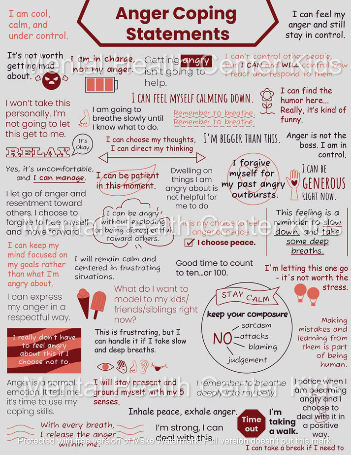 Positive Affirmations for Anger – Mental Health Center Kids