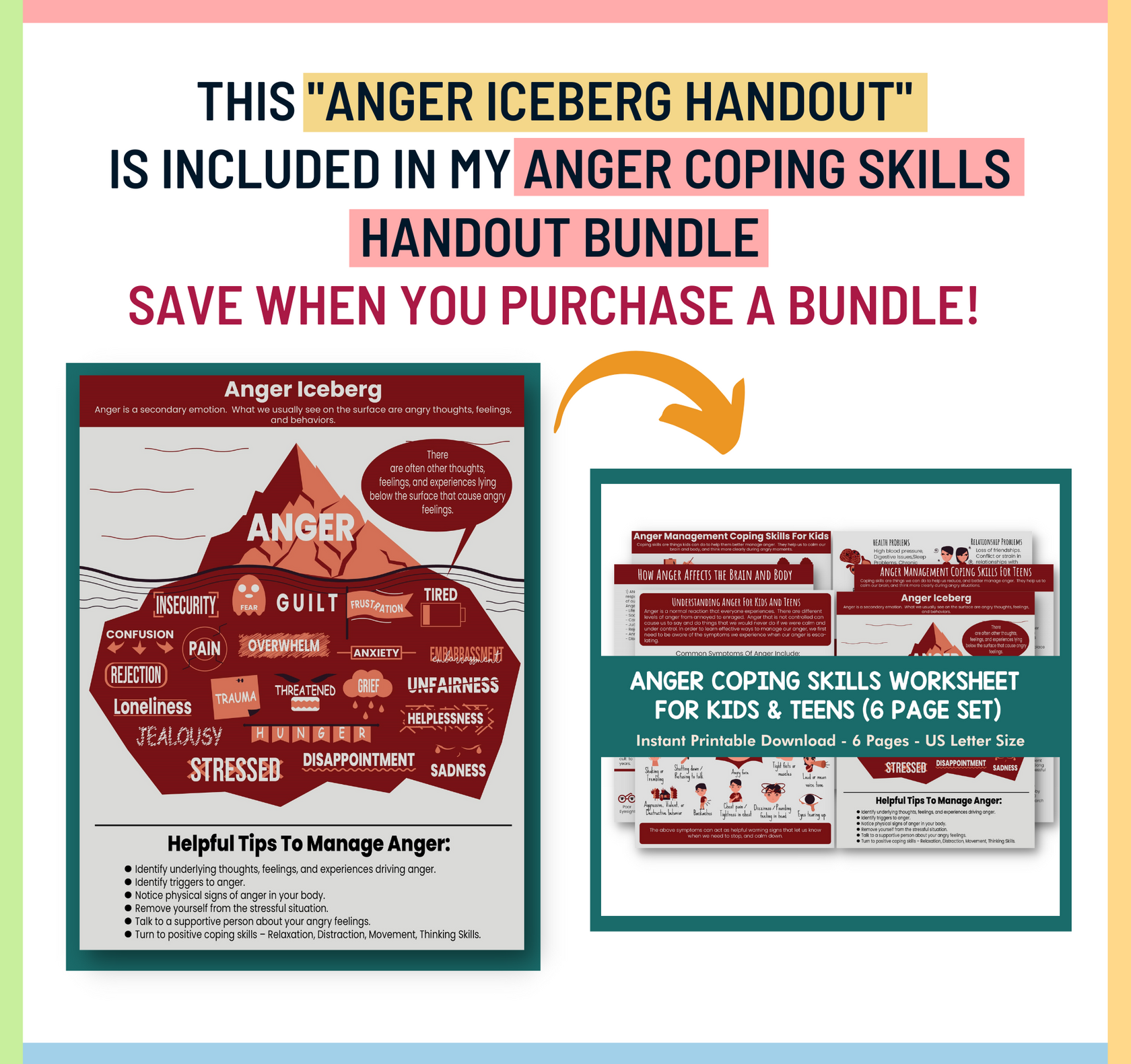 Anger Iceberg Infographic – Mental Health Center Kids