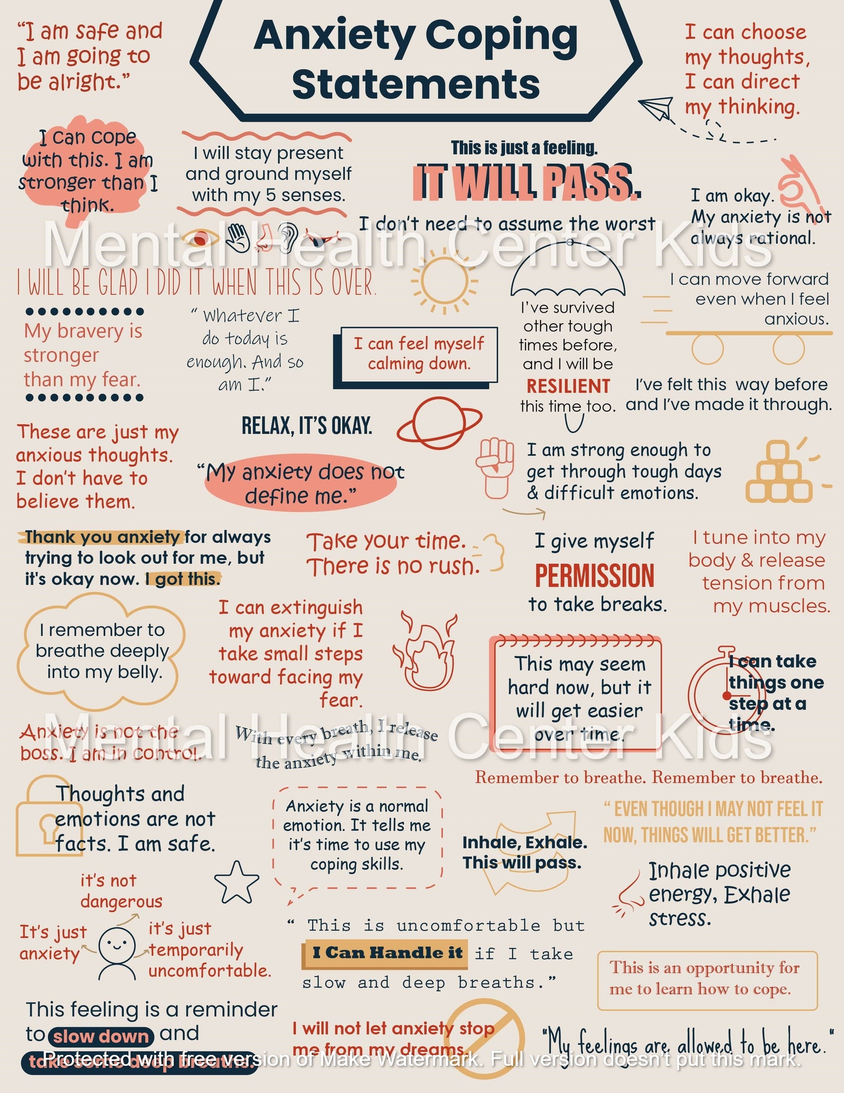 Anxiety Coping Statements – Mental Health Center Kids