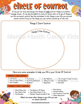 Circle of Control Worksheet – Mental Health Center Kids
