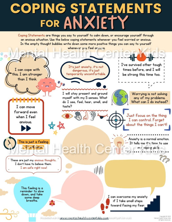Coping Statements for Anxiety – Mental Health Center Kids
