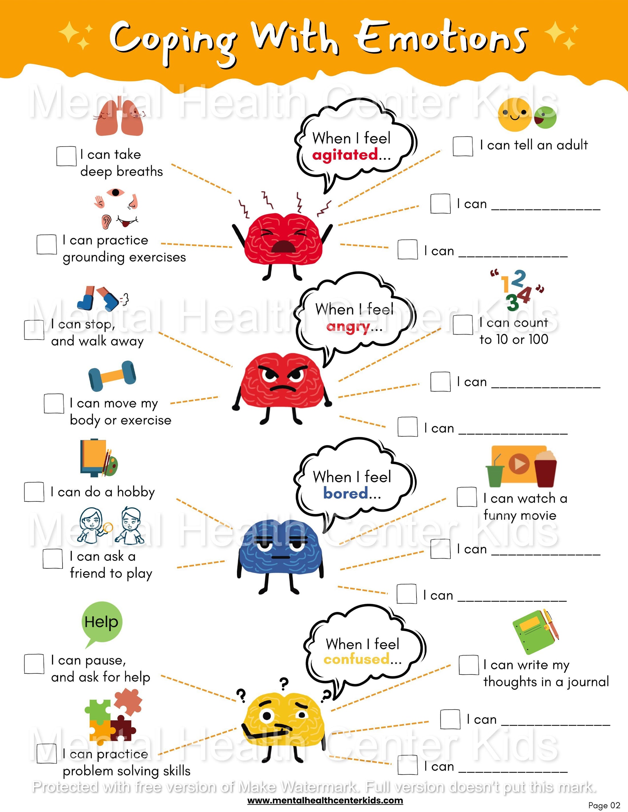 Emoji Worksheets – Mental Health Center Kids