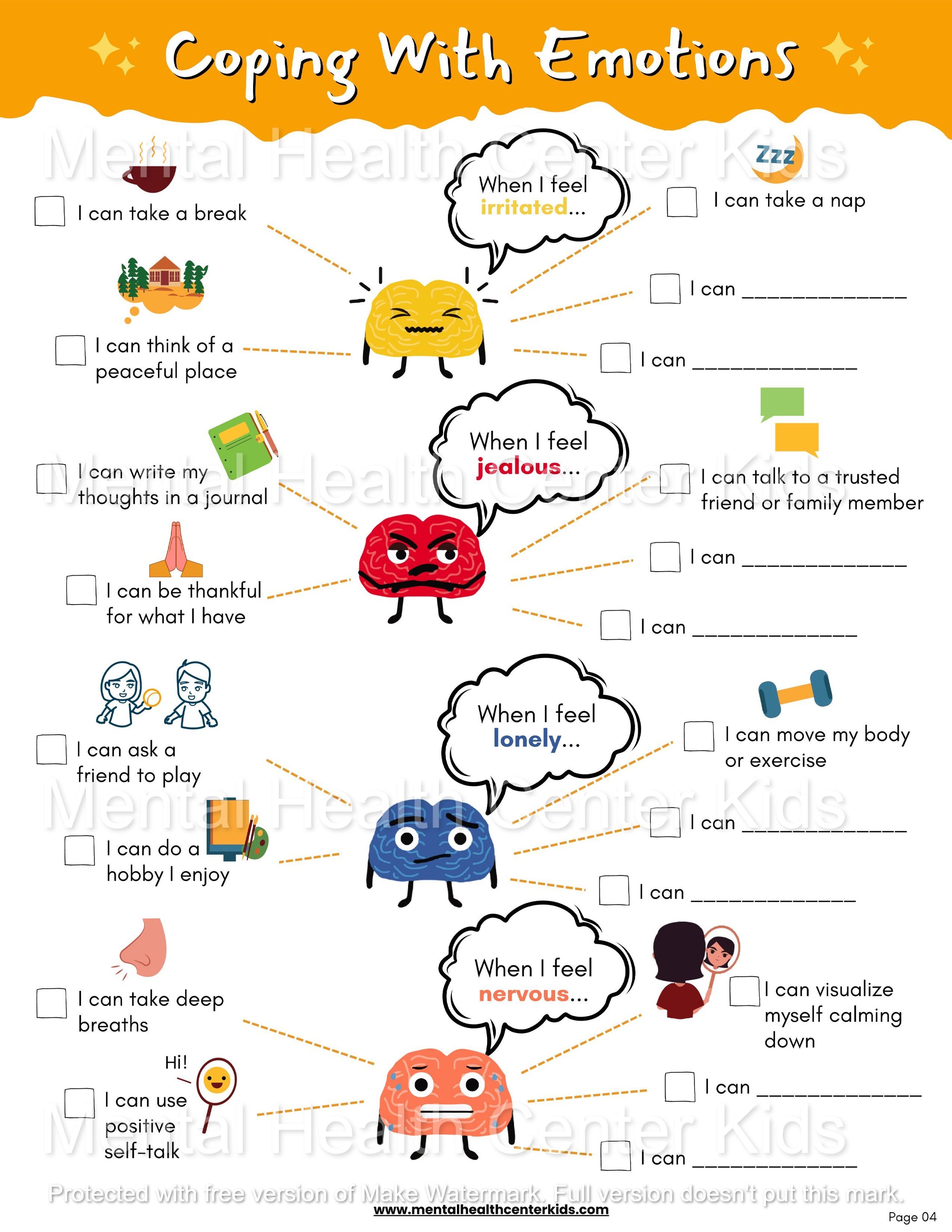 Emoji Worksheets – Mental Health Center Kids