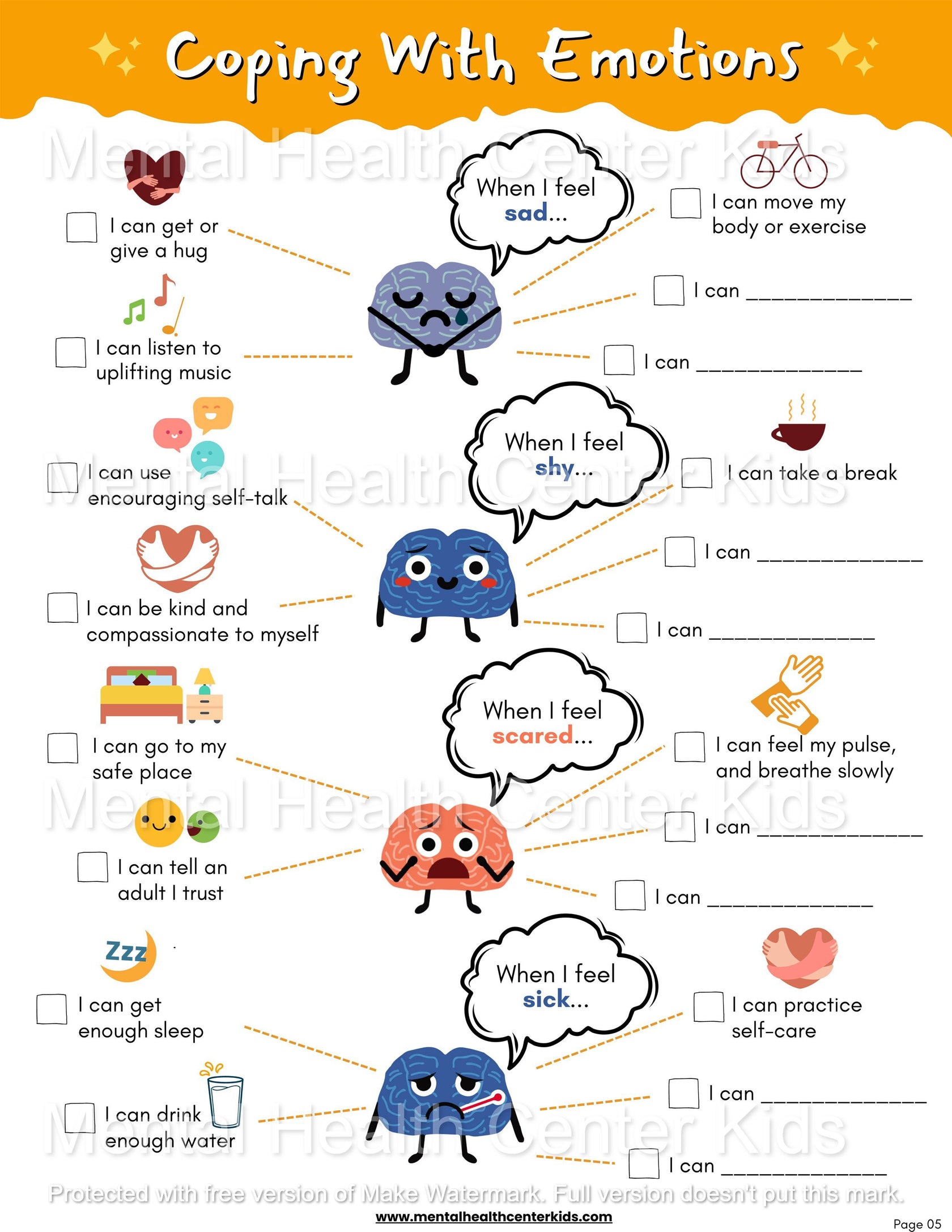 Emoji Worksheets – Mental Health Center Kids