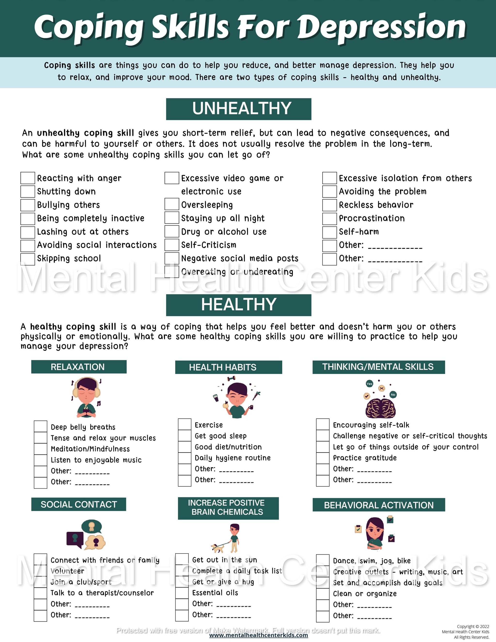Coping Skills for Depression – Mental Health Center Kids