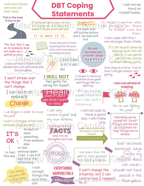 DBT Coping Statements Handout – Mental Health Center Kids
