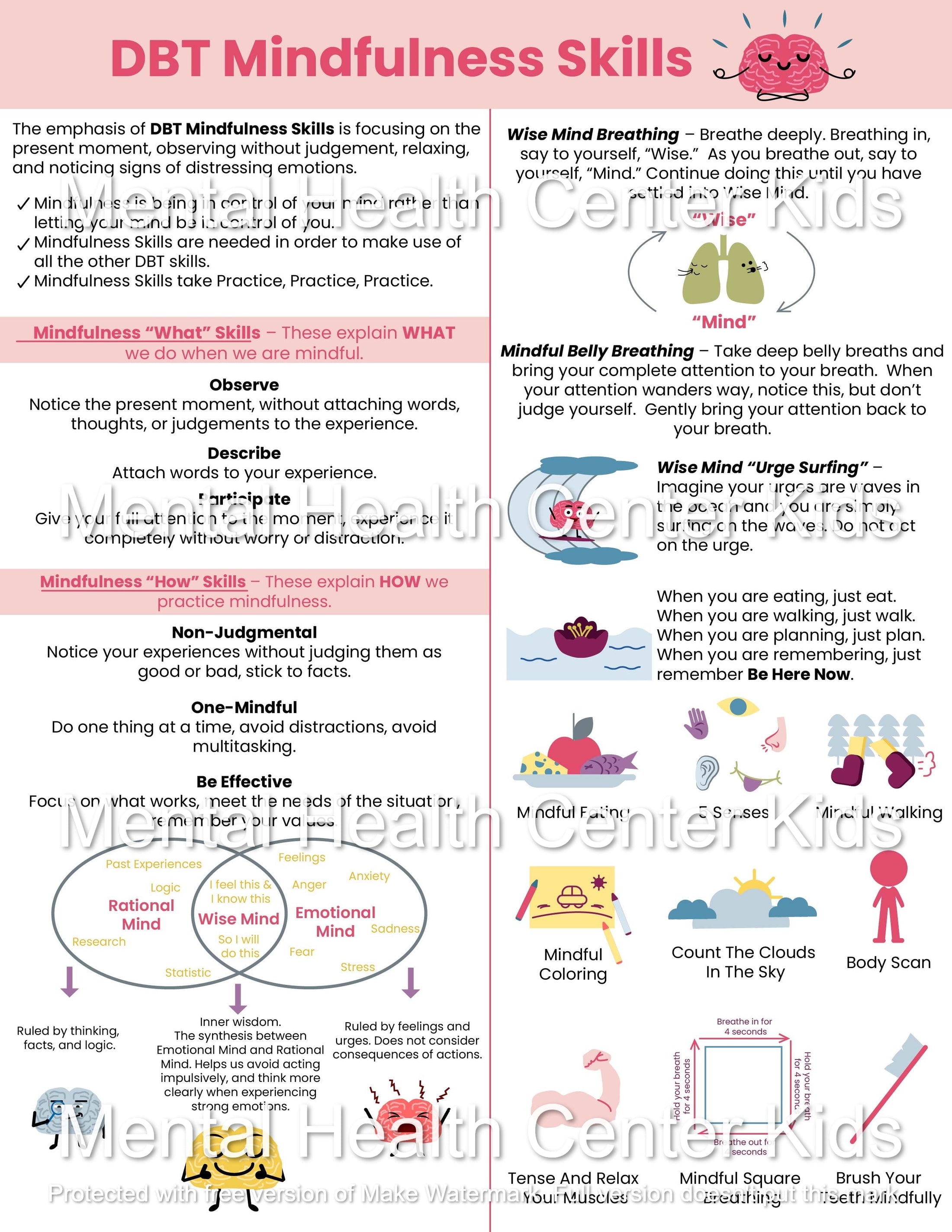 DBT Mindfulness Skills (PDF) – Mental Health Center Kids