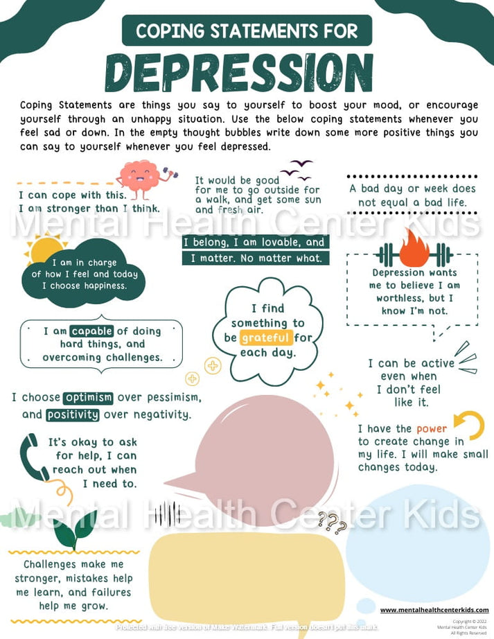 Coping Statements for Depression – Mental Health Center Kids