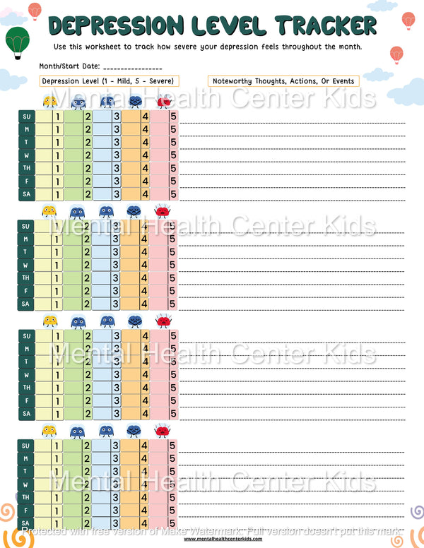 Mood Tracker Worksheet – Mental Health Center Kids
