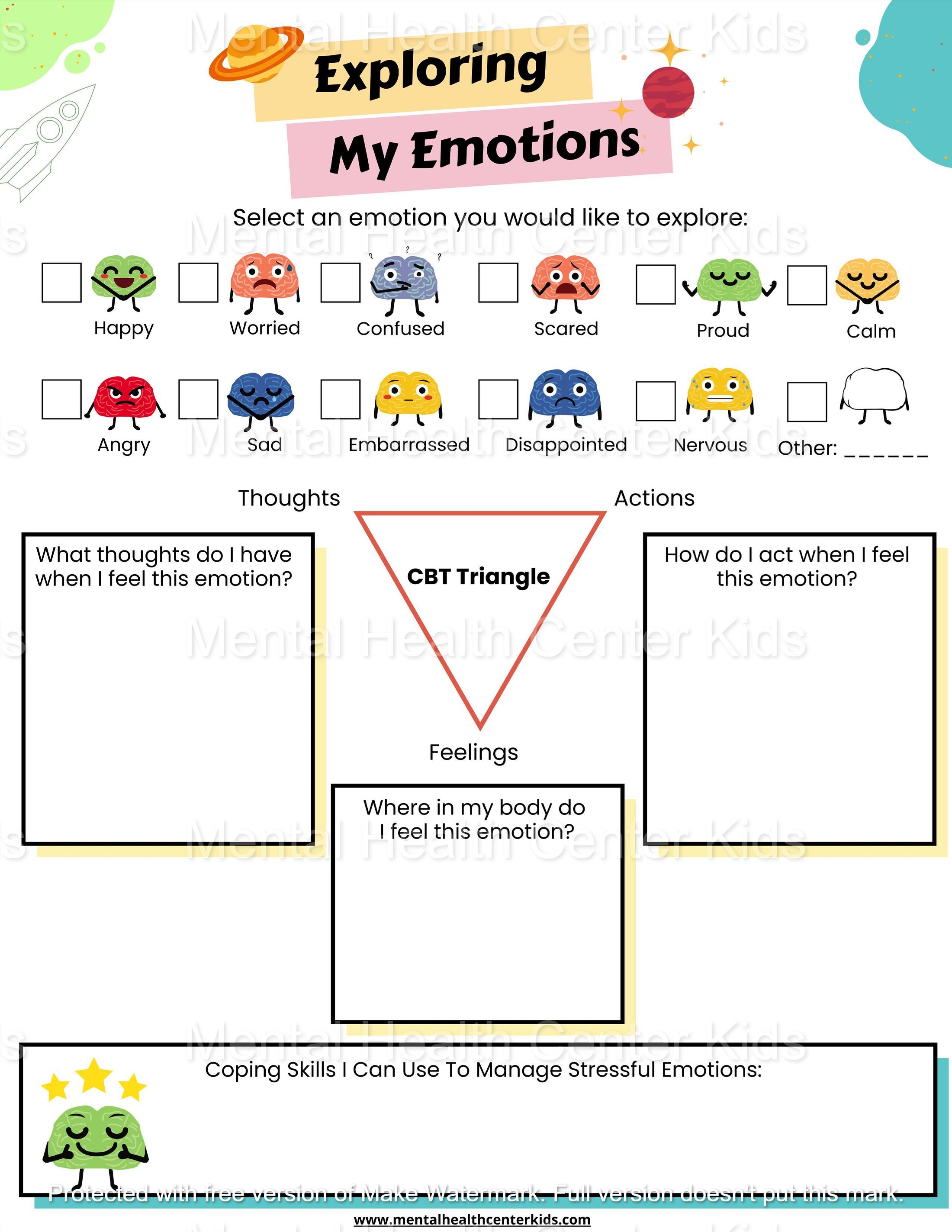 Exploring Emotions Worksheet – Mental Health Center Kids