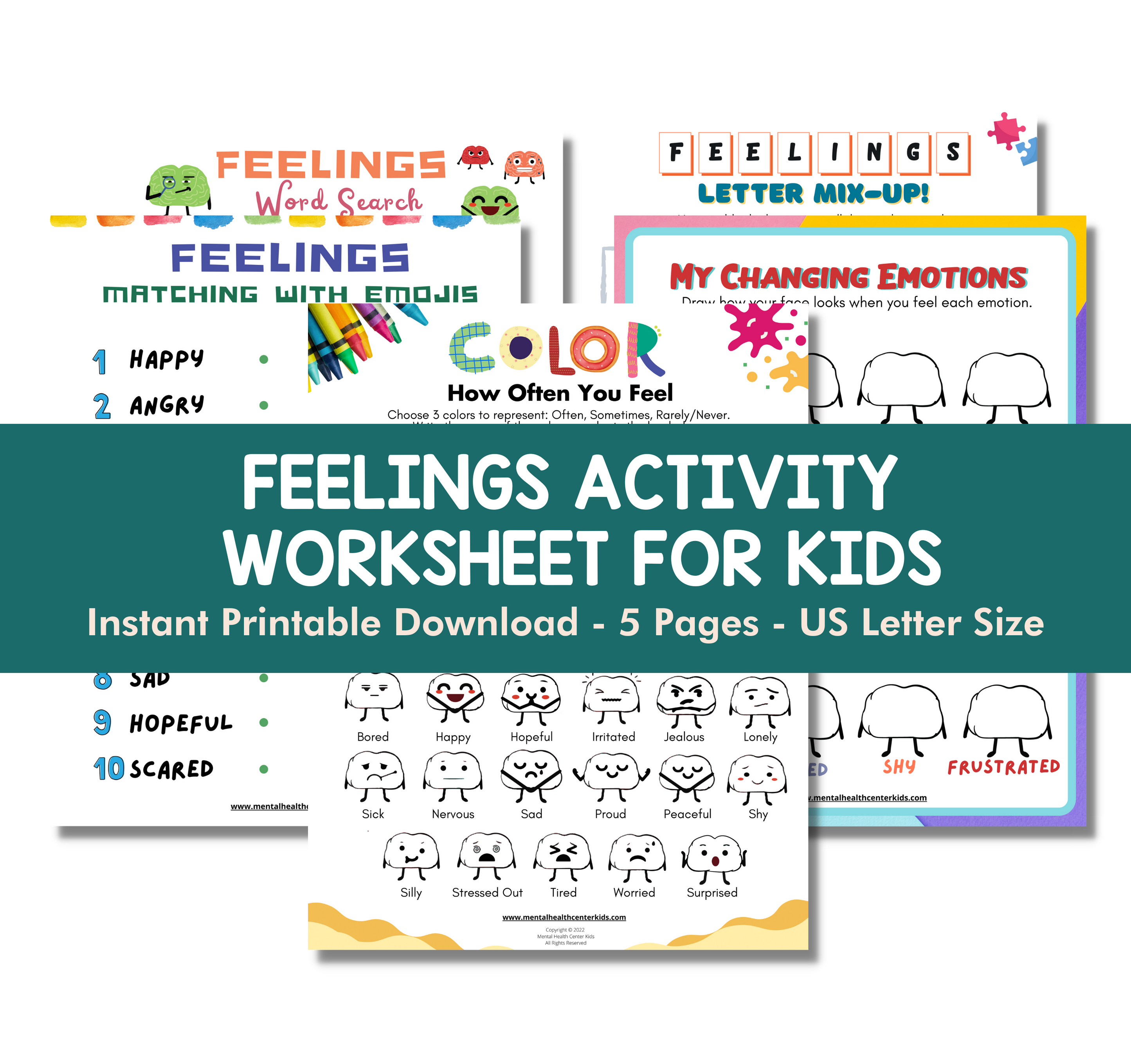 Feelings Activity Worksheets – Mental Health Center Kids