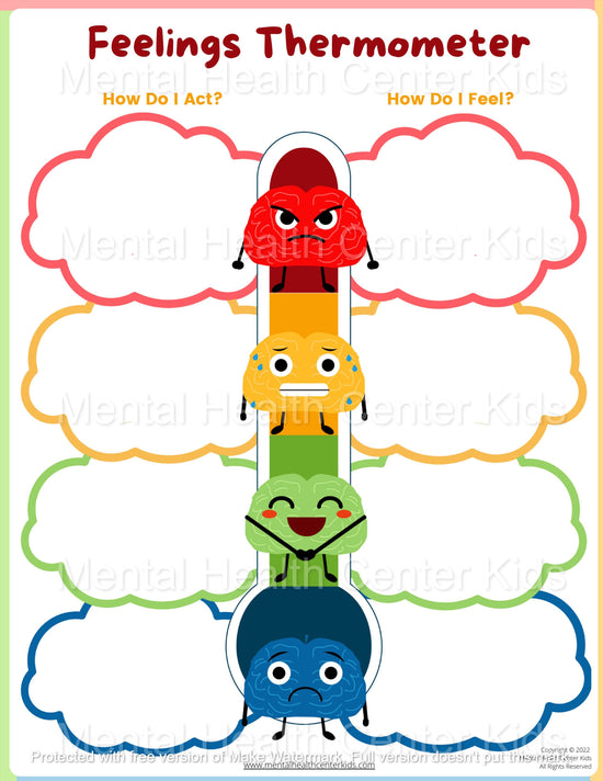 Feelings Thermometer Worksheets – Mental Health Center Kids