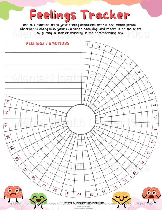 Monthly Feelings Tracker – Mental Health Center Kids