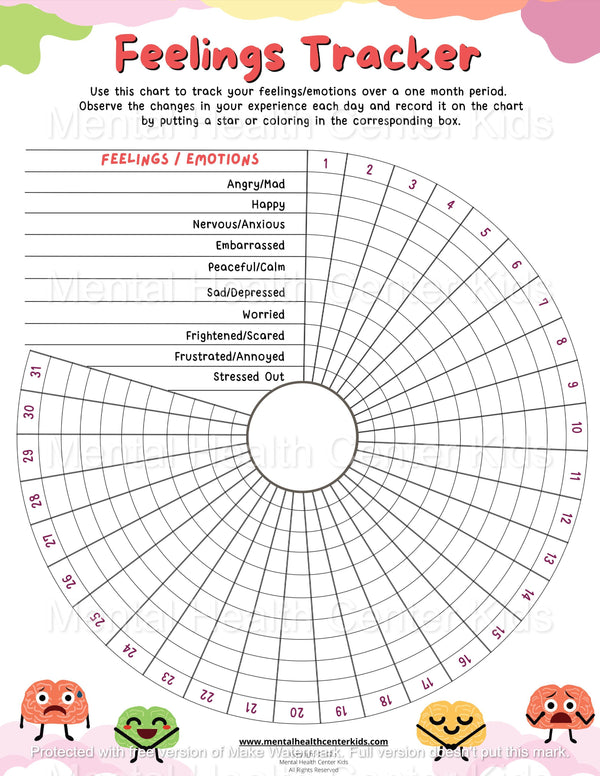 Monthly Feelings Tracker – Mental Health Center Kids