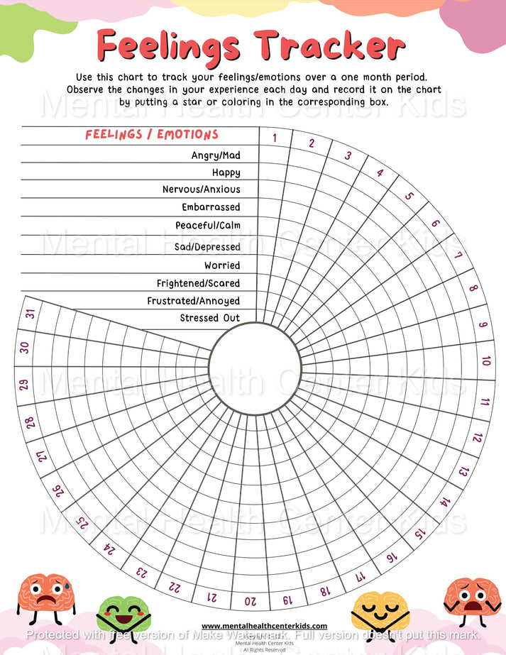Monthly Feelings Tracker – Mental Health Center Kids