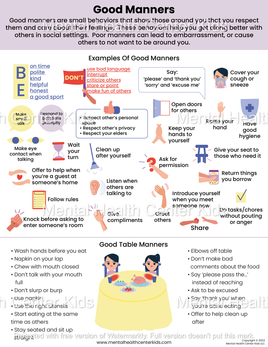 Social Skills Worksheets#N# – Mental Health Center Kids