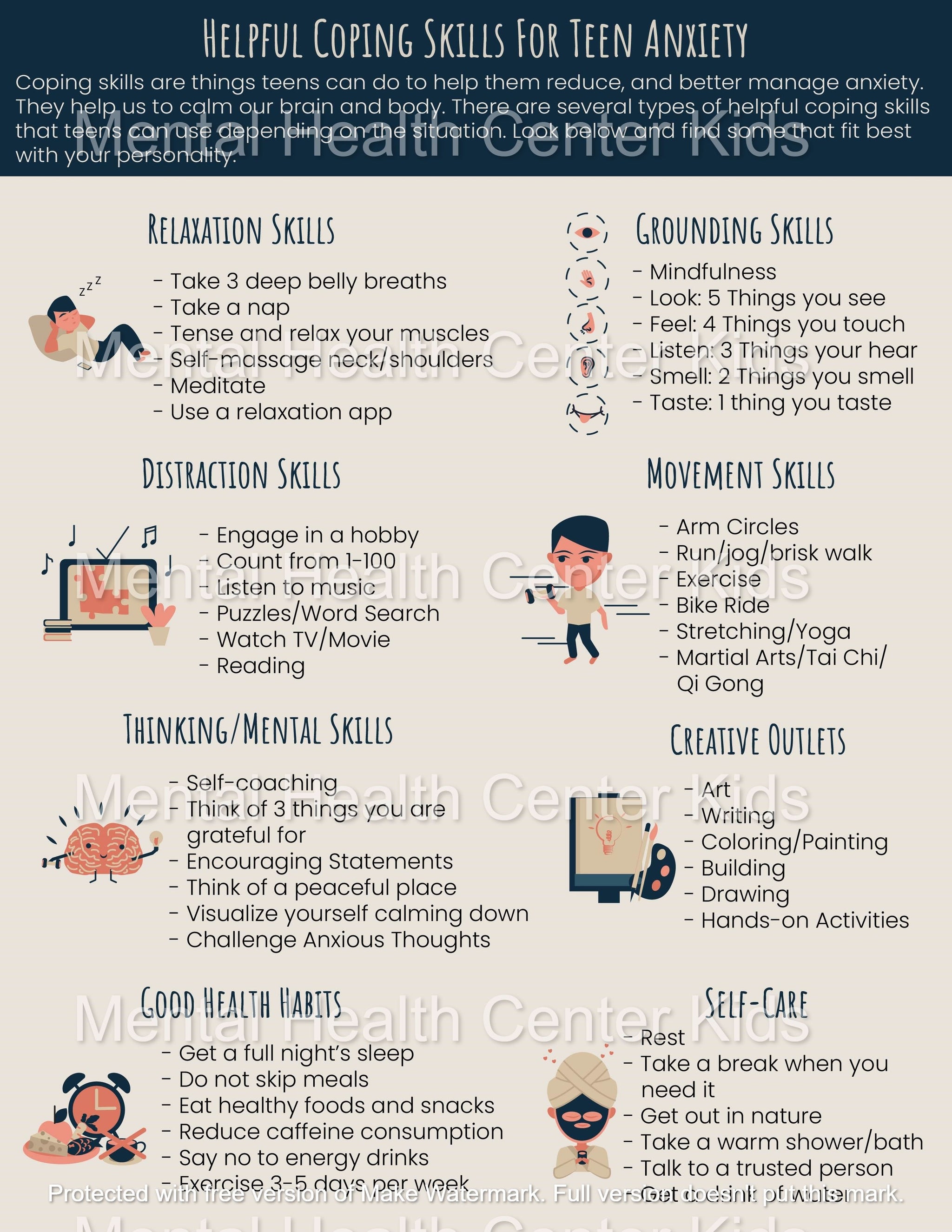 Coping Skills for Anxiety (PDF) – Mental Health Center Kids