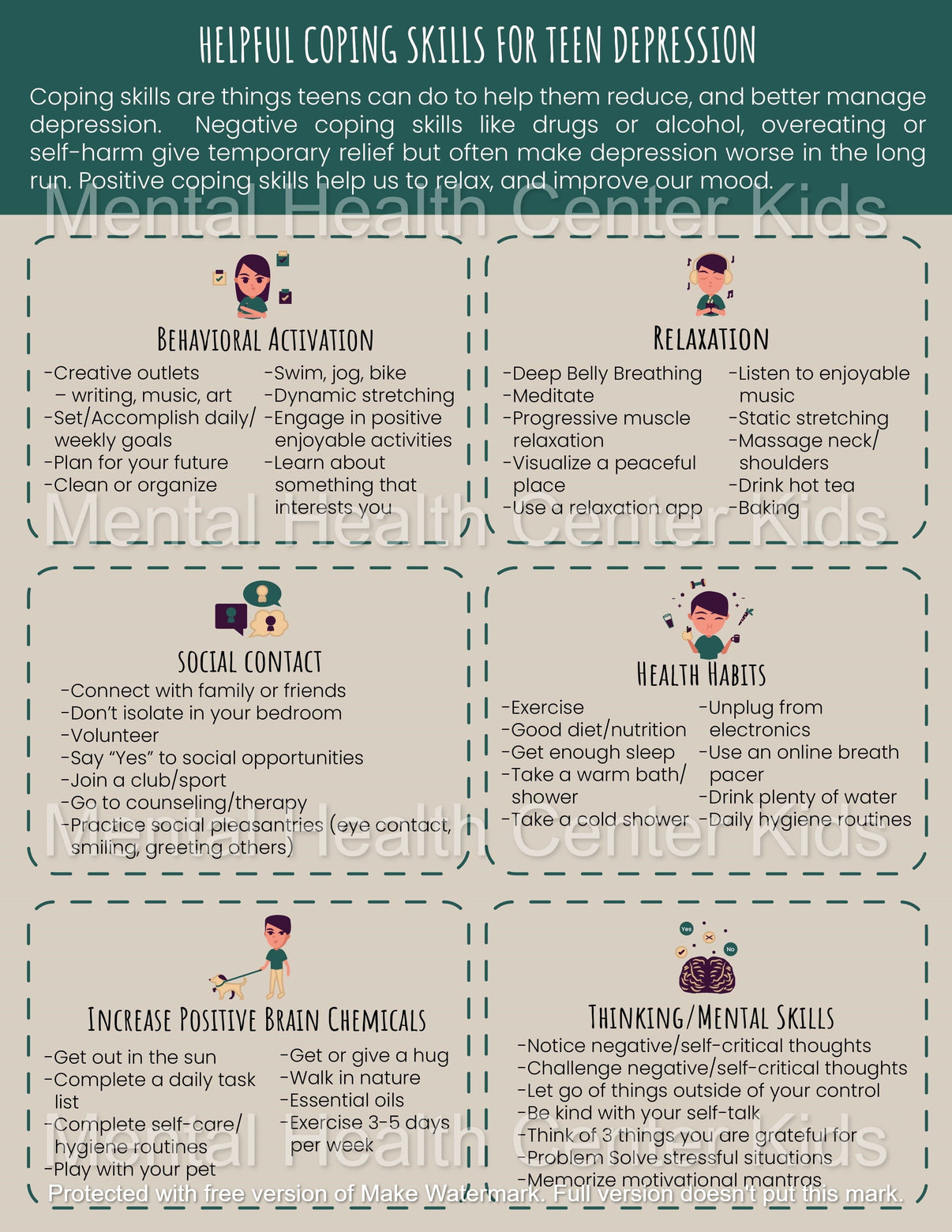 Coping Skills for Depression (PDF) – Mental Health Center Kids