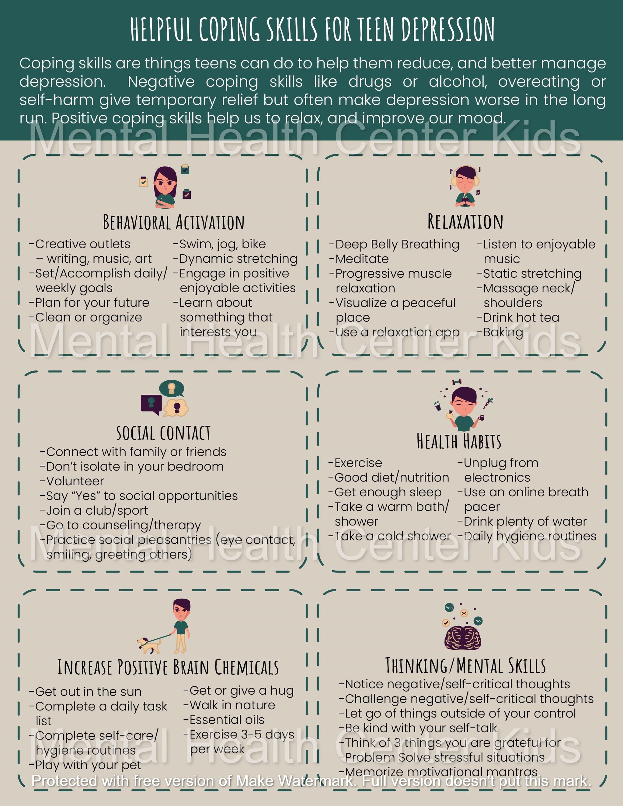 Coping Skills for Depression (PDF) – Mental Health Center Kids