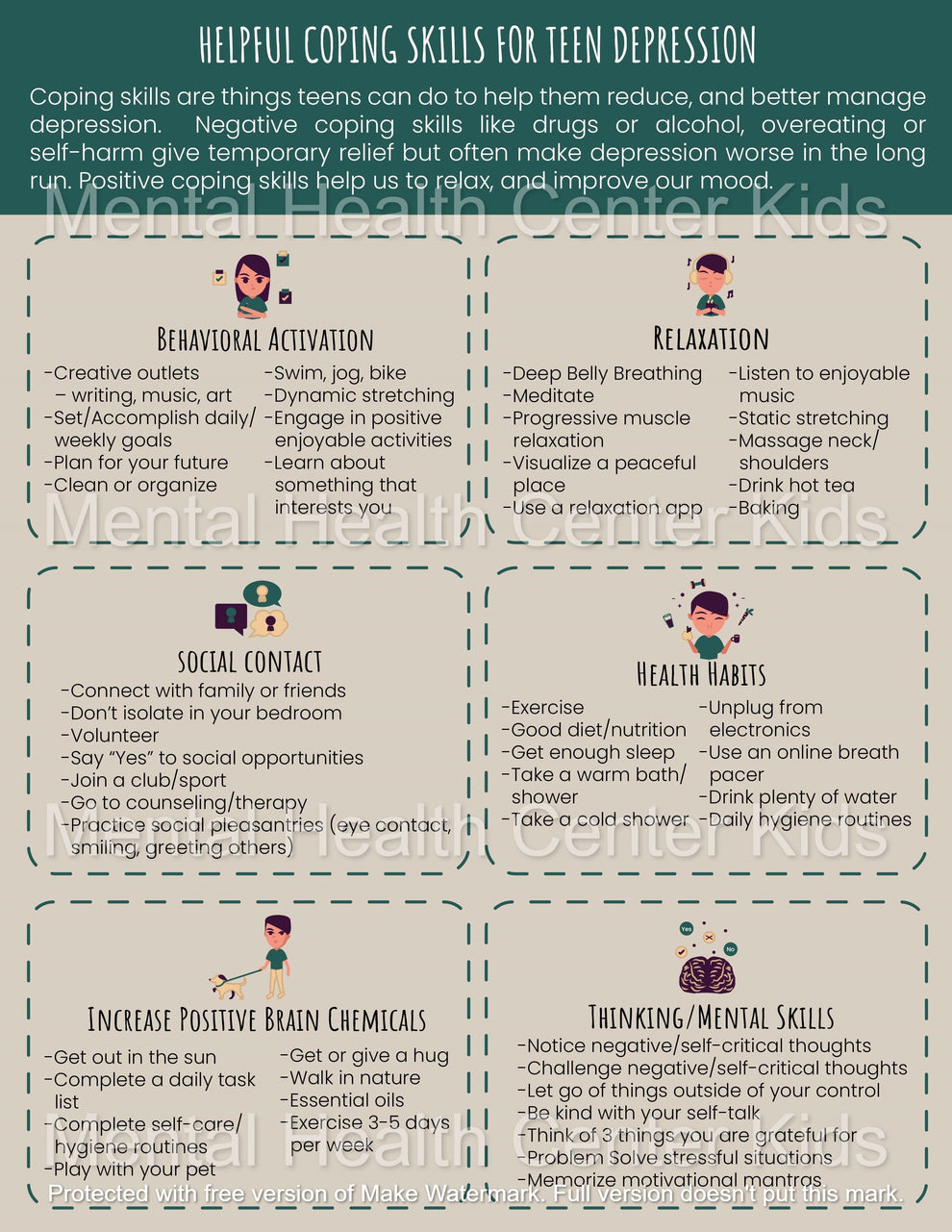 Coping Skills for Depression (PDF) – Mental Health Center Kids