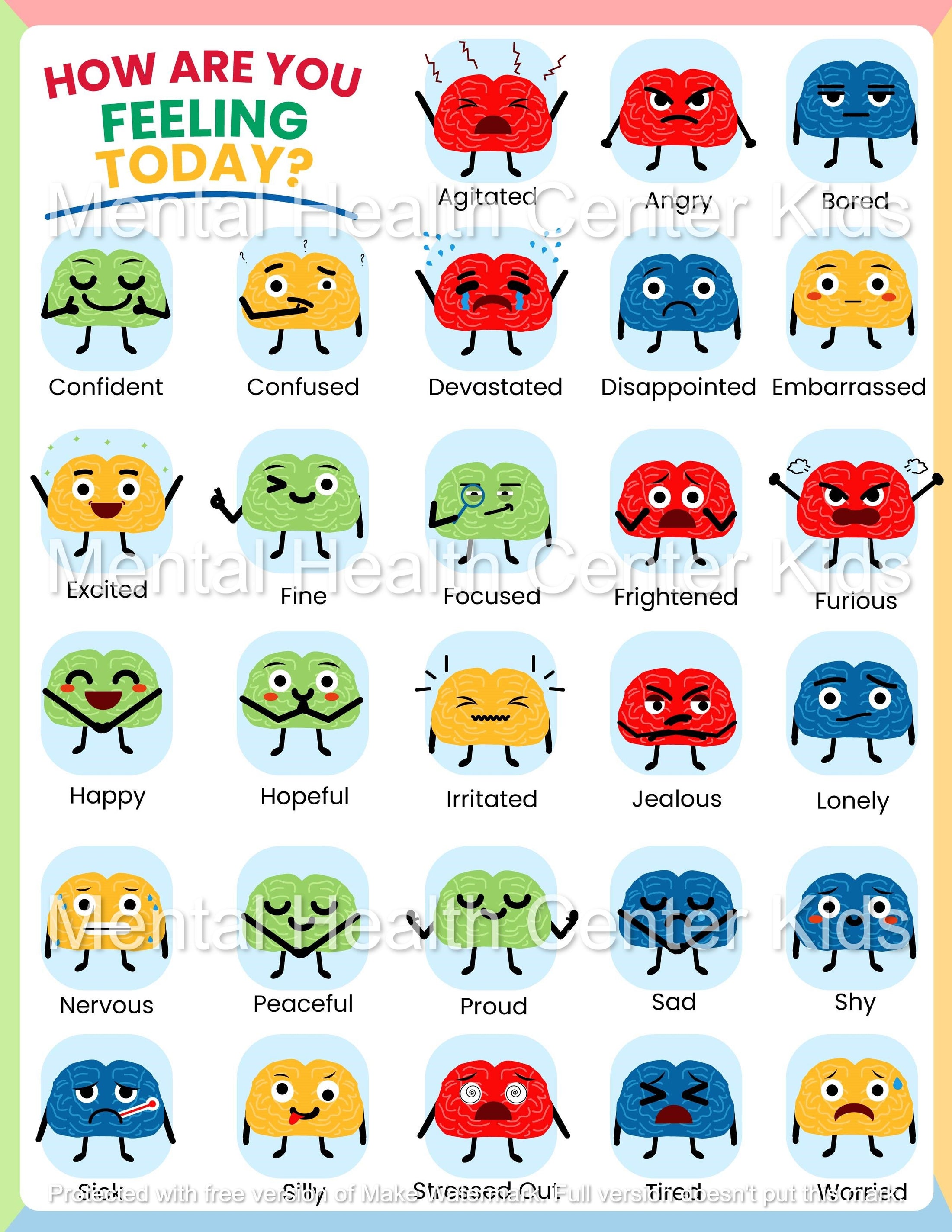 Feelings and Emotions Charts for Kids – Mental Health Center Kids