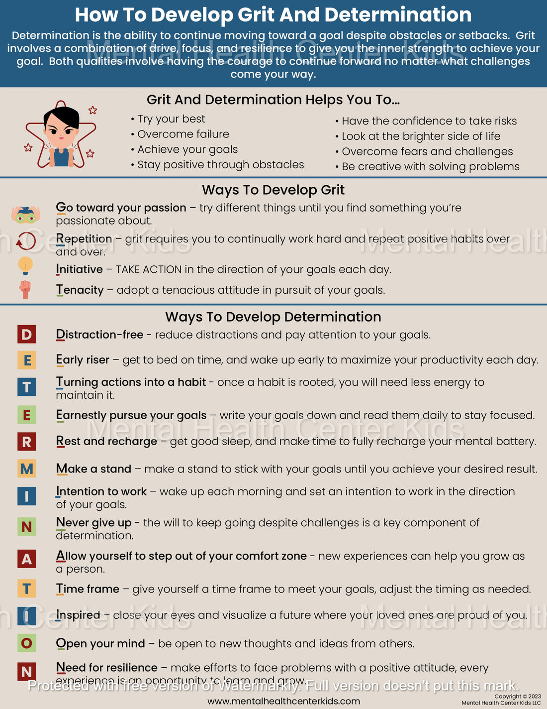How to Develop Grit and Determination – Mental Health Center Kids