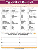 My Positive Qualities Worksheet – Mental Health Center Kids