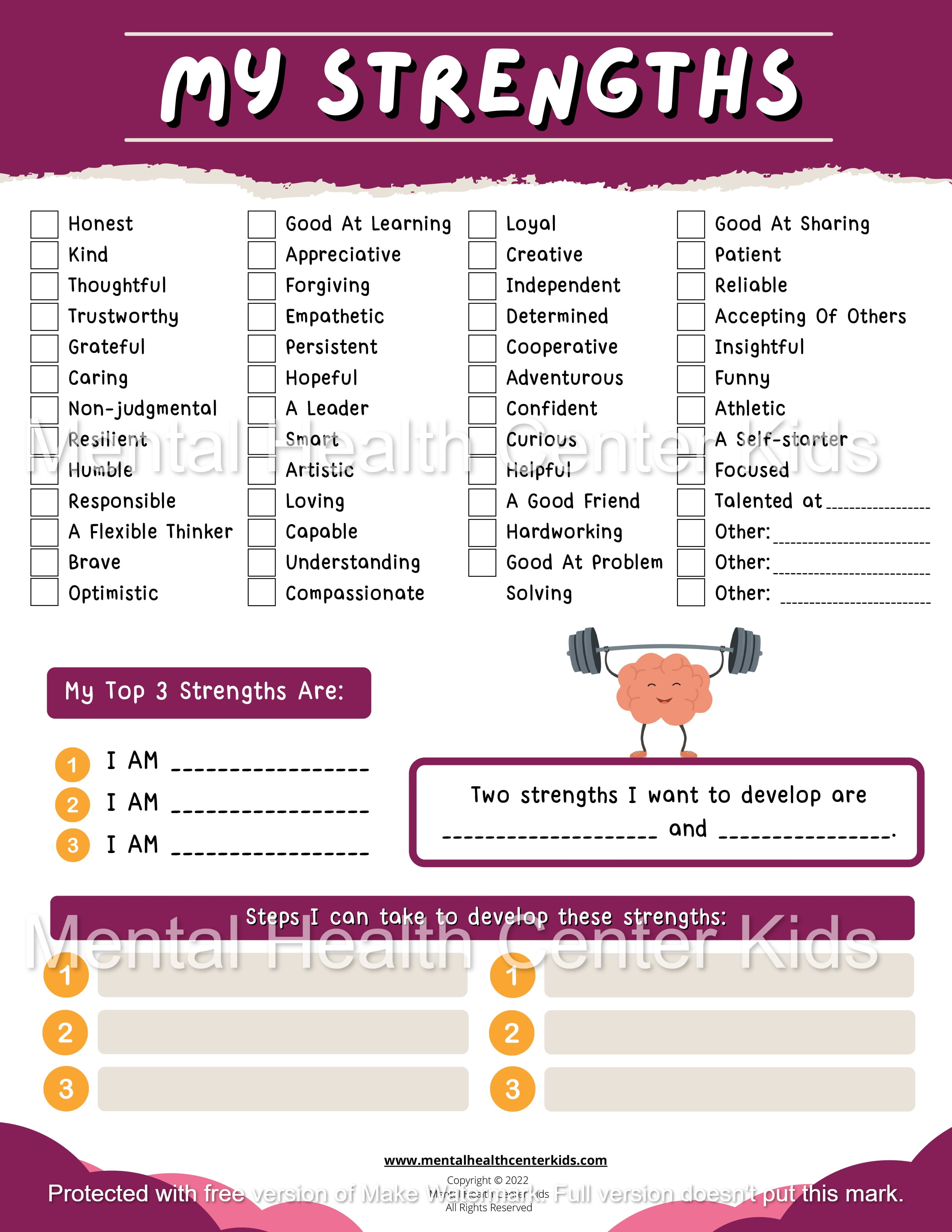 Strengths And Weaknesses Worksheet Strengths And Weaknesses Worksheet