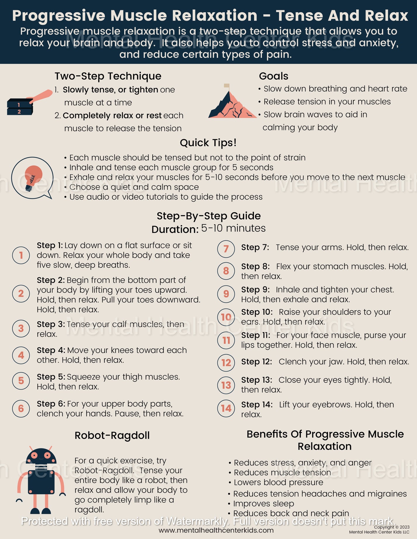 Progressive Muscle Relaxation (PDF) – Mental Health Center Kids