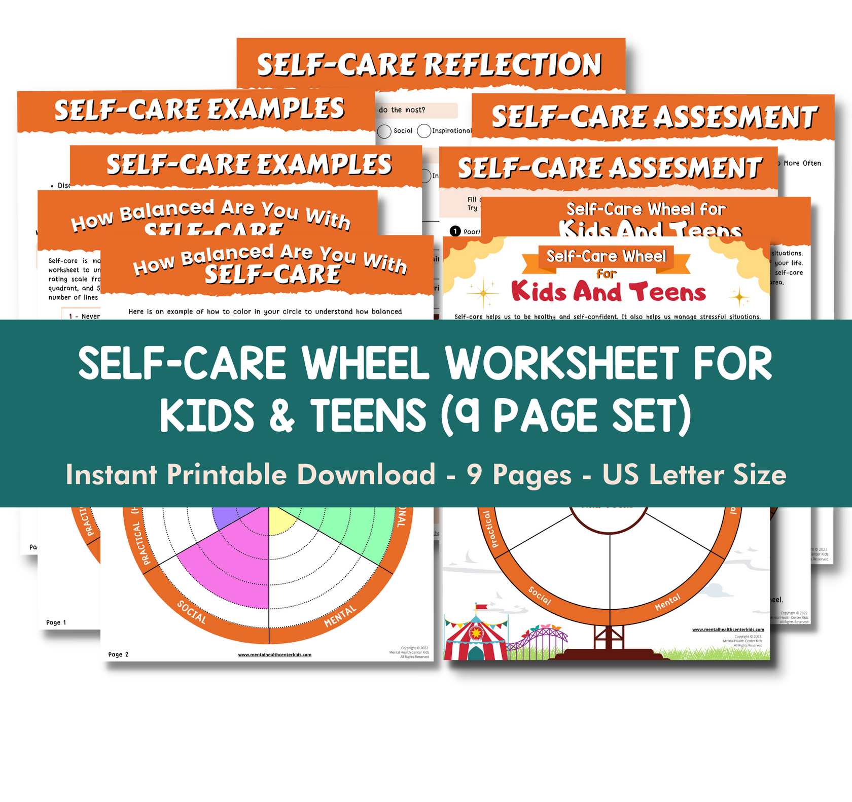 Self-Care Wheel Worksheet – Mental Health Center Kids