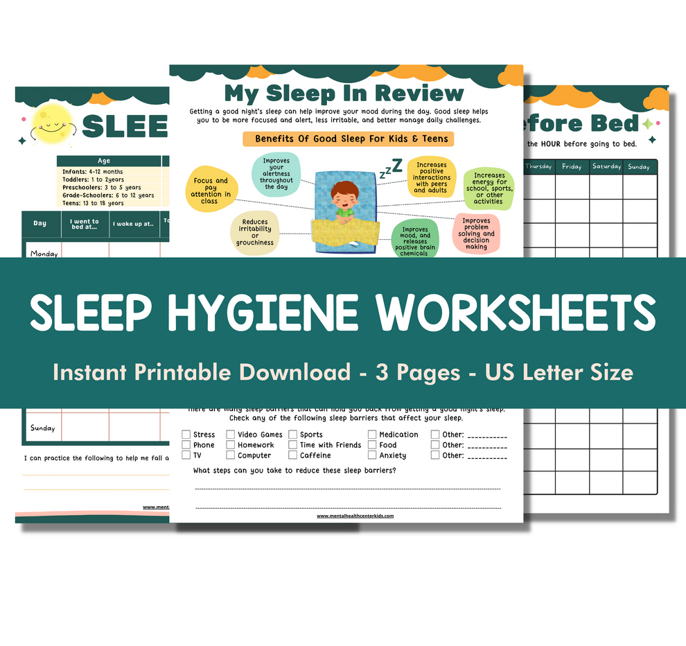 Sleep Hygiene Worksheets – Mental Health Center Kids