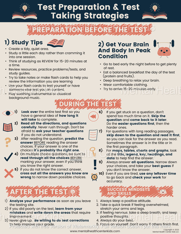 Test-Taking Strategies (PDF) – Mental Health Center Kids