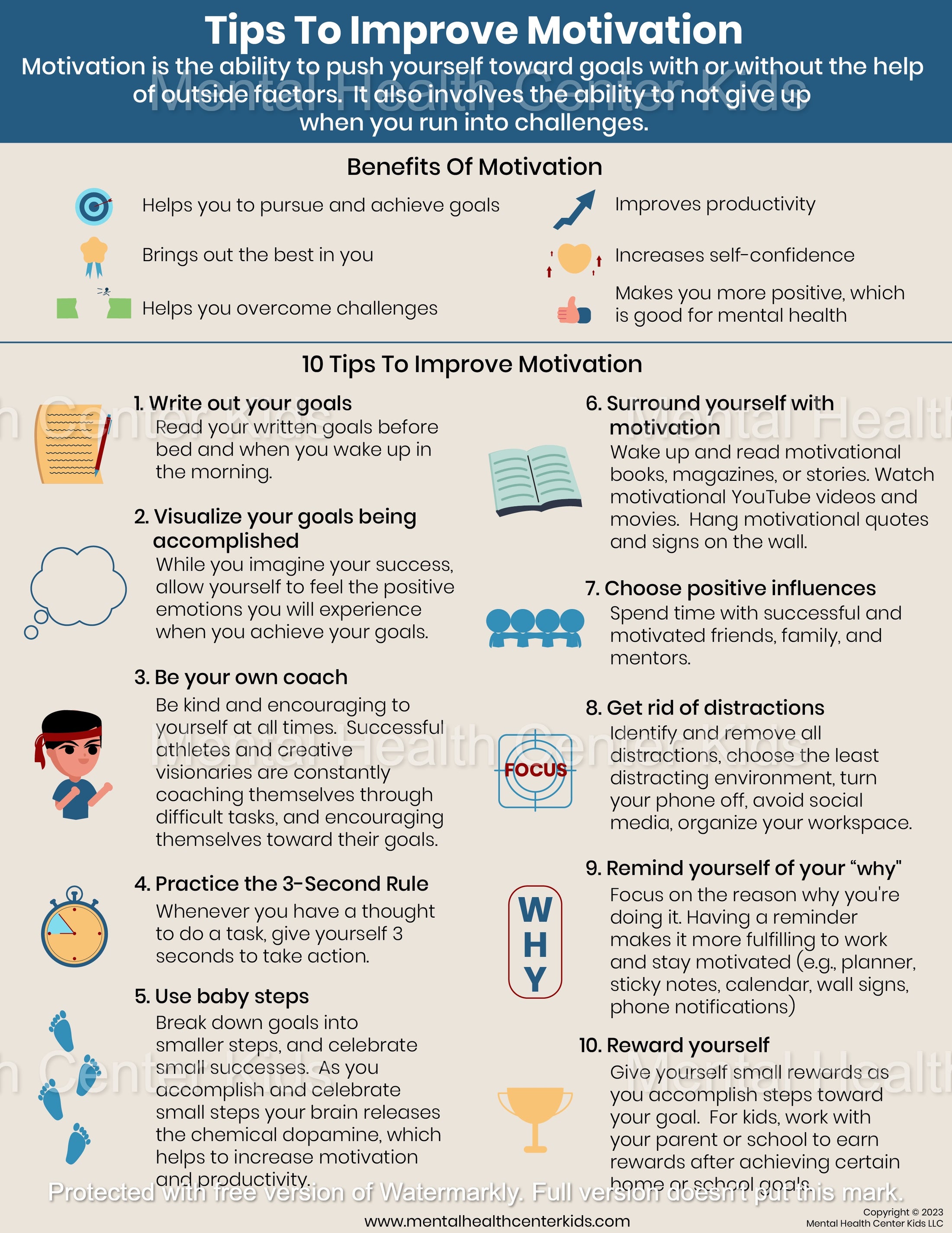 Tips to Improve Self-Motivation (PDF) – Mental Health Center Kids