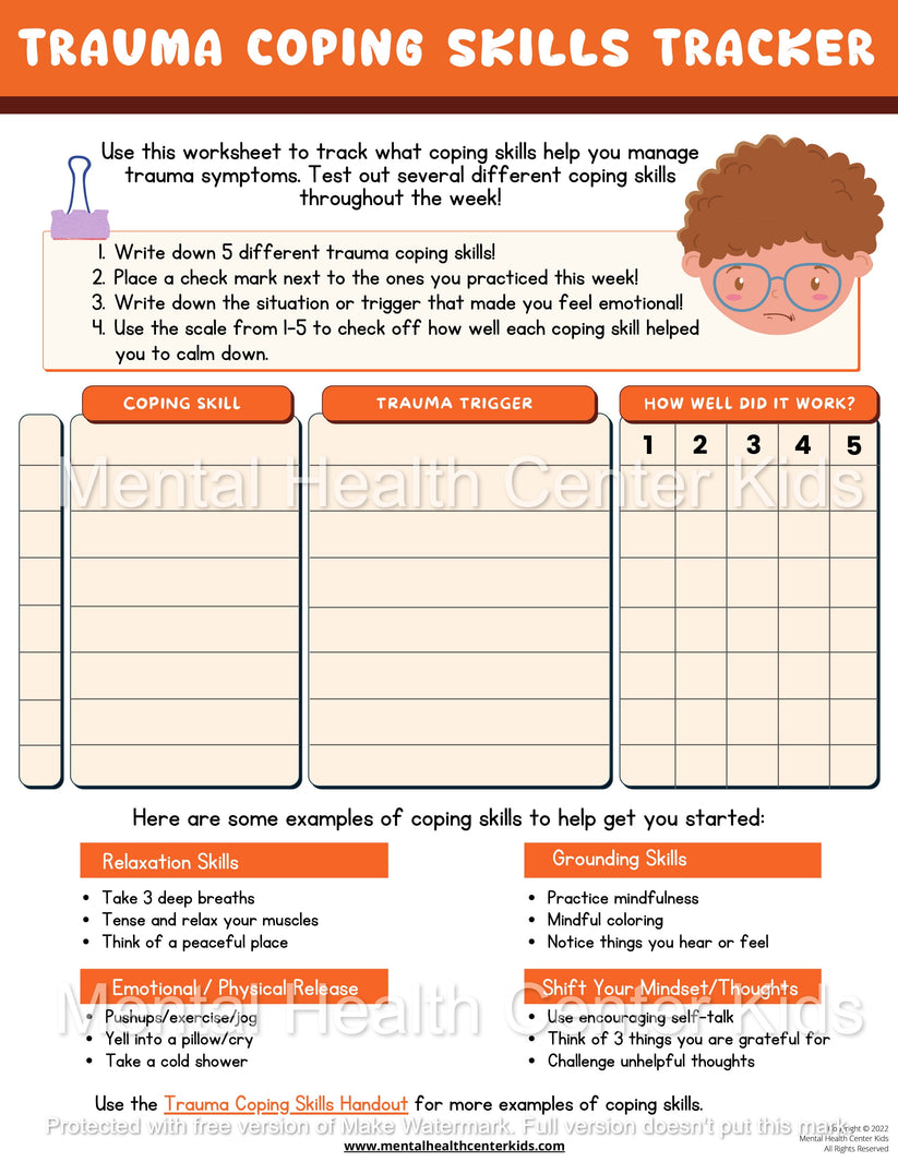 Trauma Management Strategies Tracker – Mental Health Center Kids