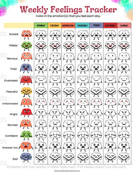 Weekly Feelings Tracker – Mental Health Center Kids