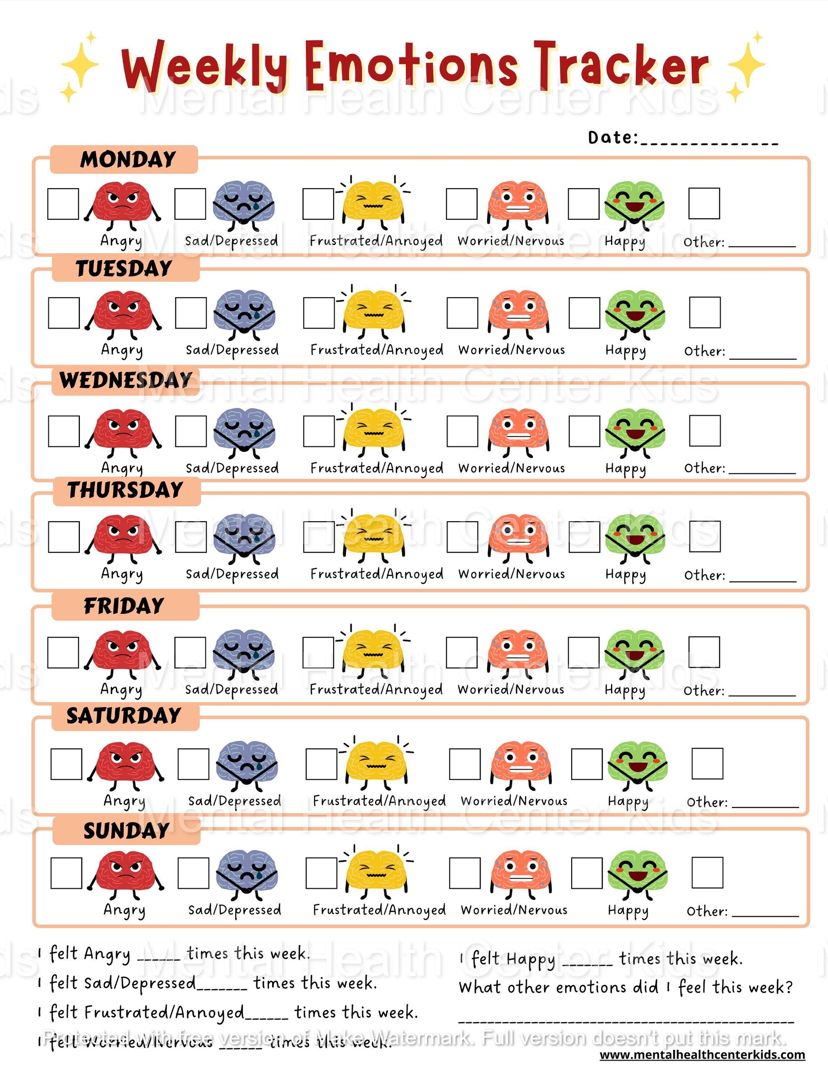 Emotions Tracker – Mental Health Center Kids