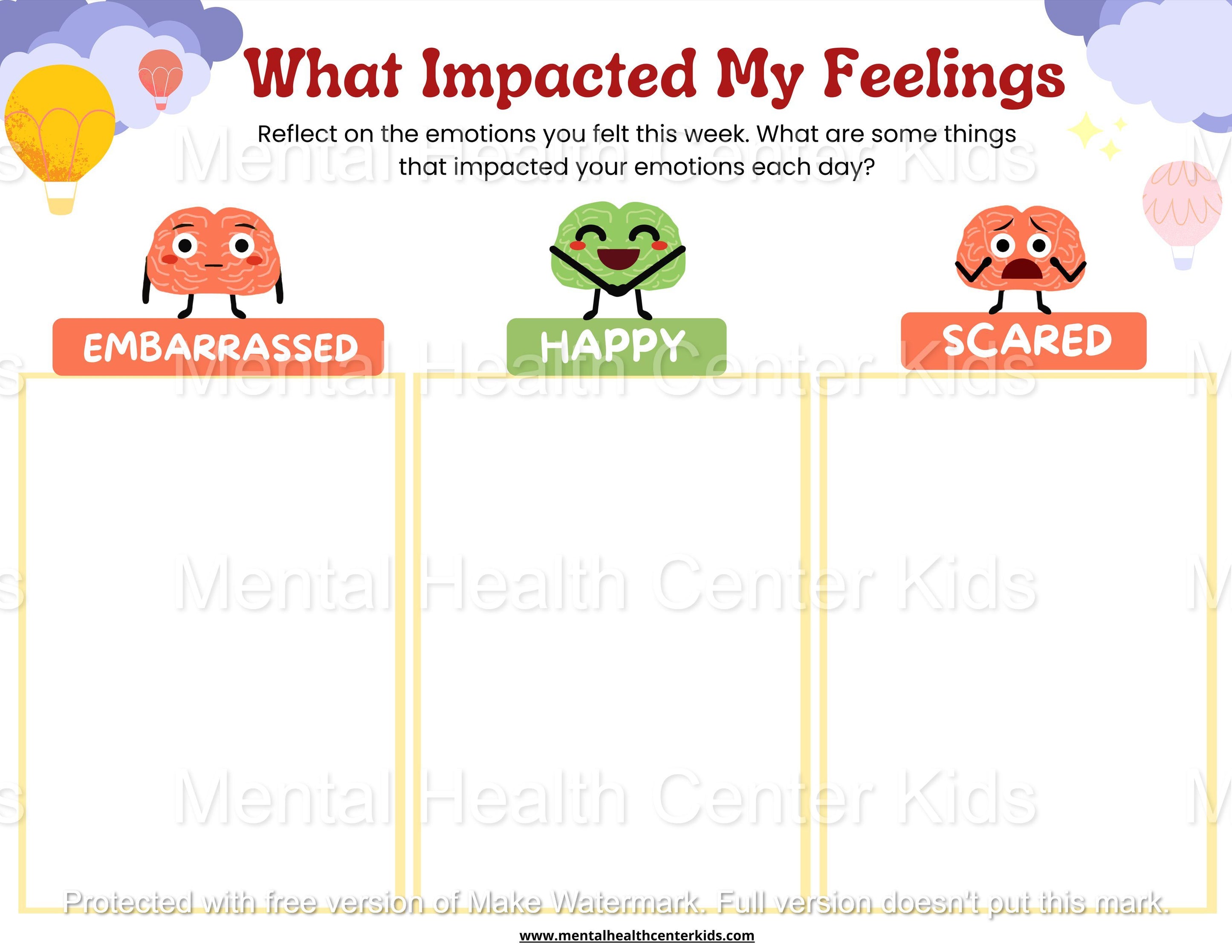 Weekly Feelings Tracker – Mental Health Center Kids
