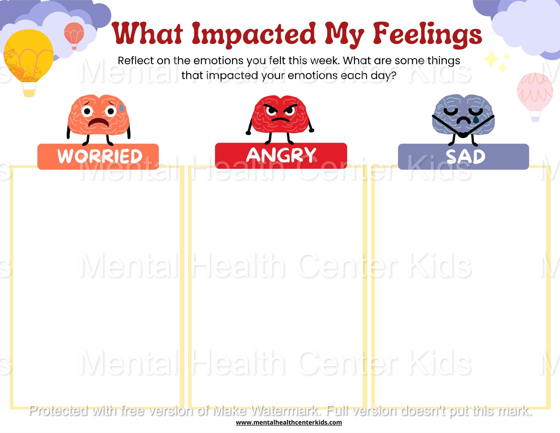 Weekly Feelings Tracker – Mental Health Center Kids