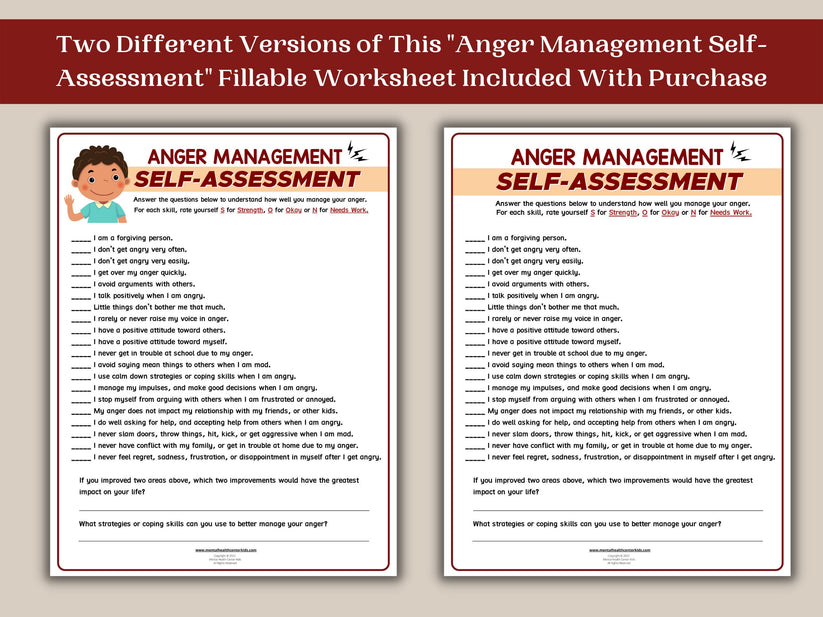 Self-Assessment Test for Anger – Mental Health Center Kids