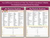 My Positive Qualities Worksheet – Mental Health Center Kids