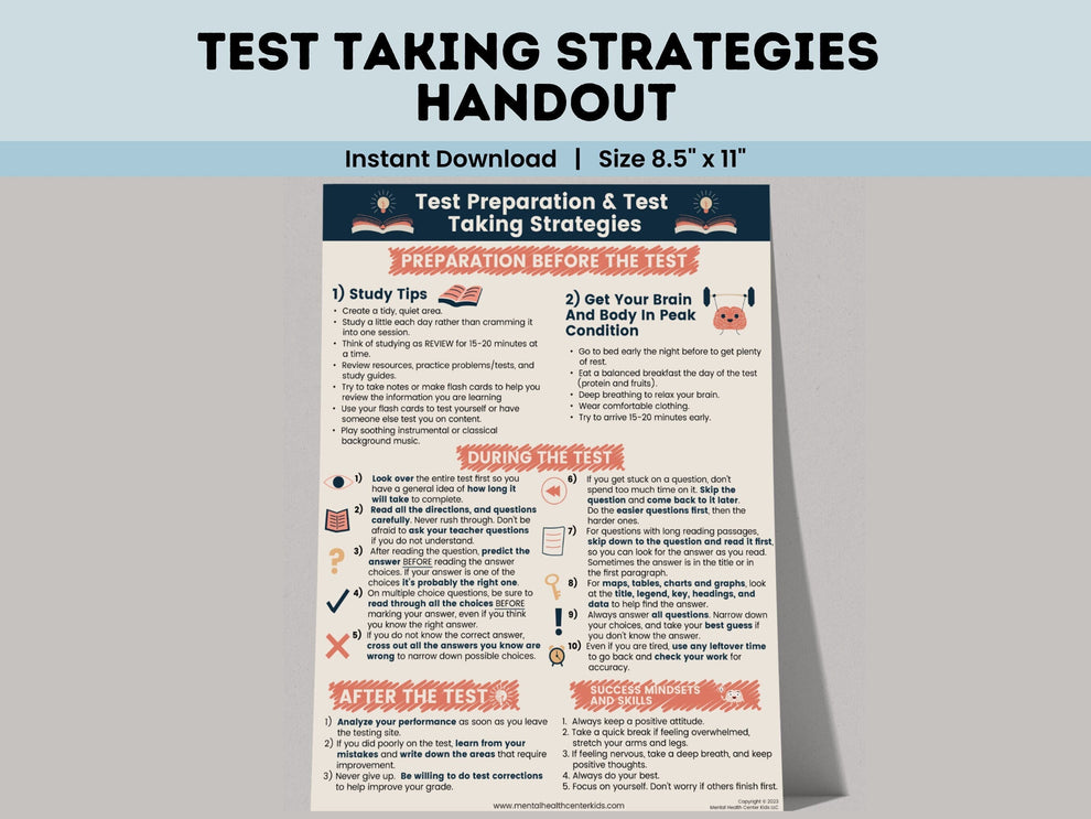 Test-Taking Strategies (PDF) – Mental Health Center Kids